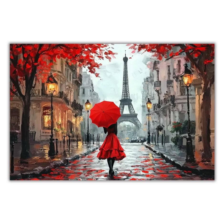 RED UMBRELLA IN PARIS Horizontal Canvas – Northern Interiors - CA